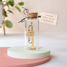 Music teacher trumpet gift | Message bottle music gift